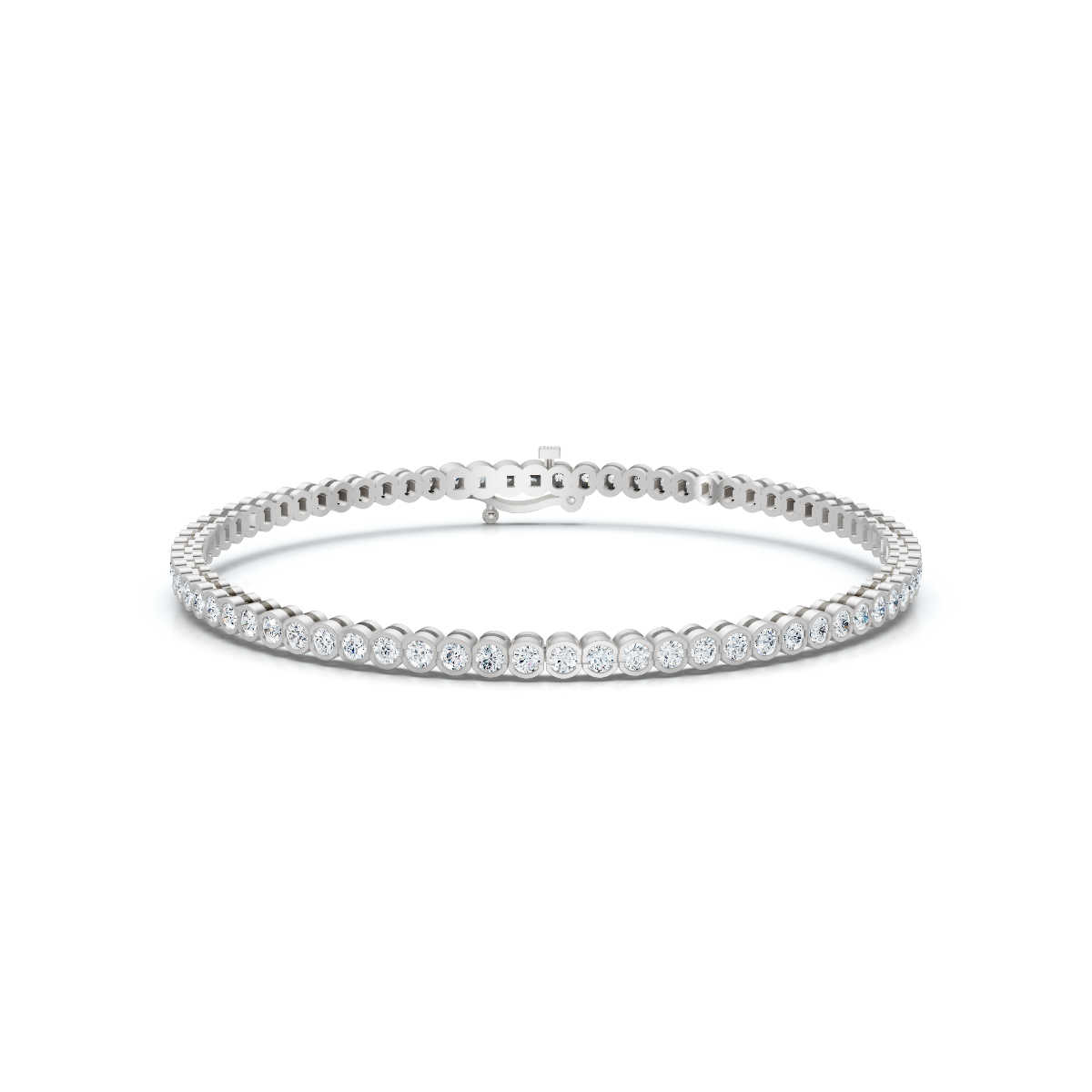 Platinum Half Bezel Lab Grown Diamond Tennis Bracelet (2.00 ct. tw) | The Art Of Jewels