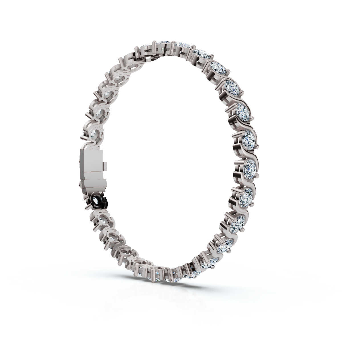 18K White Gold S Shaped Lab Grown Diamond Tennis Bracelet(10.00 ct. tw) | The Art Of Jewels
