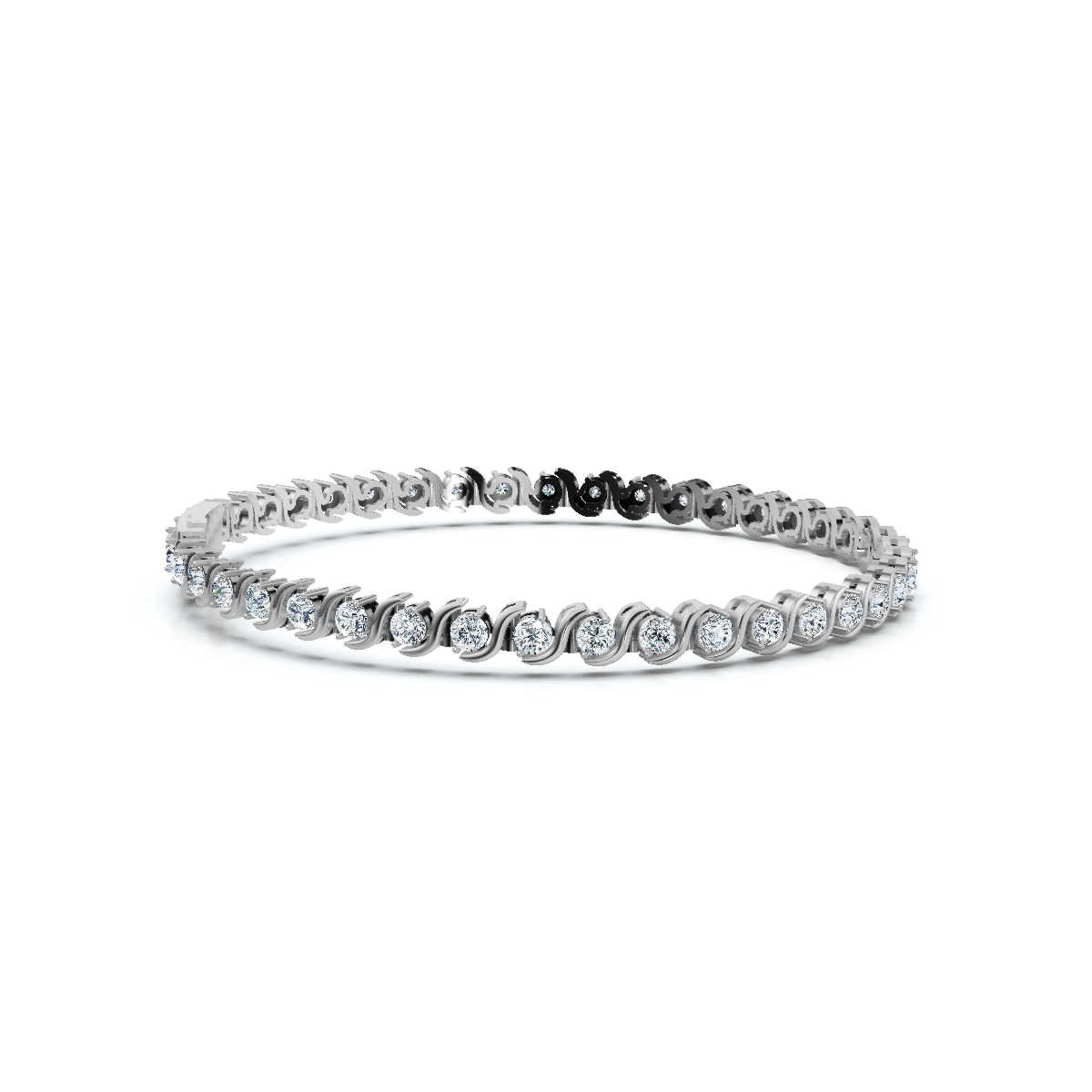 18K White Gold S Shaped Lab Grown Diamond Tennis Bracelet (4.00 ct. tw) | The Art Of Jewels