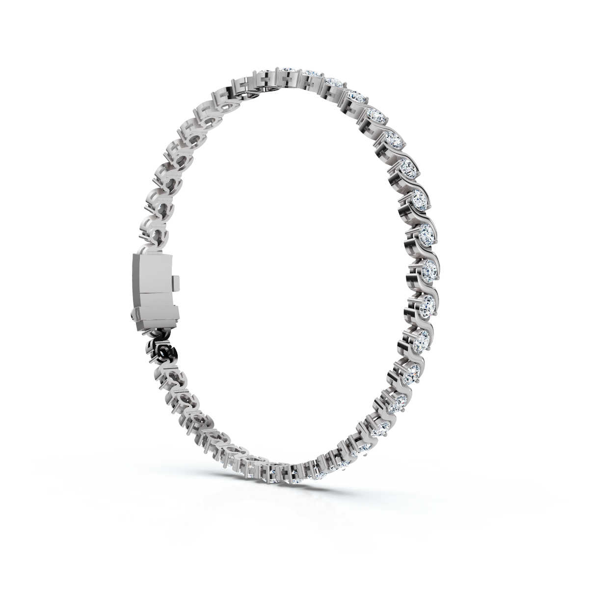 14K White Gold S Shaped Lab Grown Diamond Tennis Bracelet (5.00 ct. tw) | The Art Of Jewels