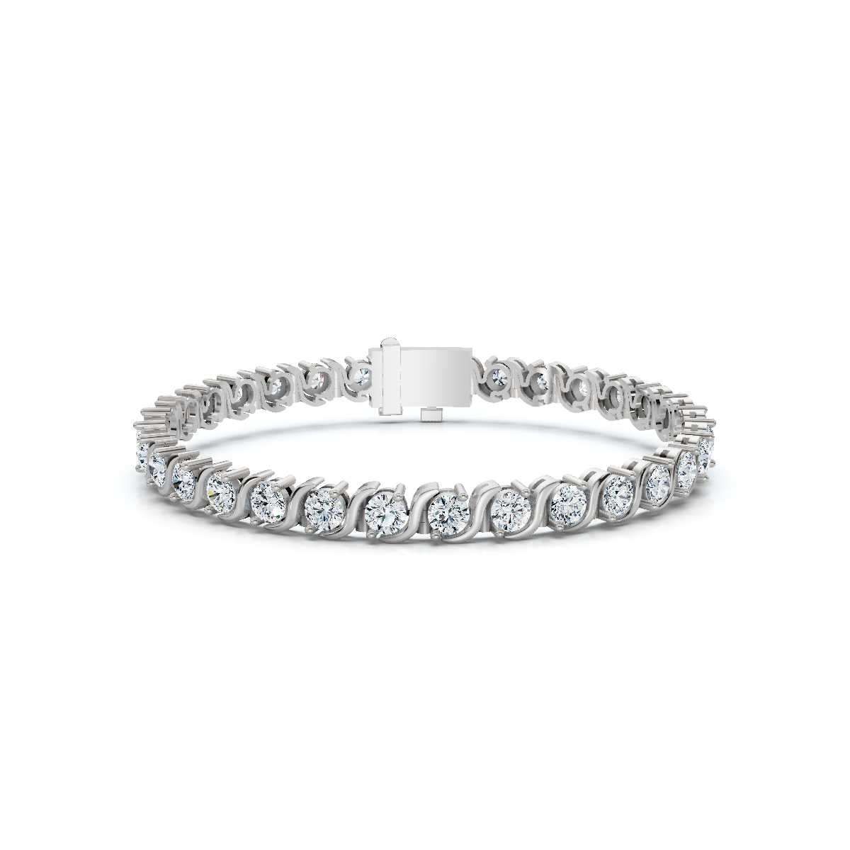 S Shaped Lab Grown Diamond Tennis Bracelet - Sparkle with Eco-Friendly Elegance!
