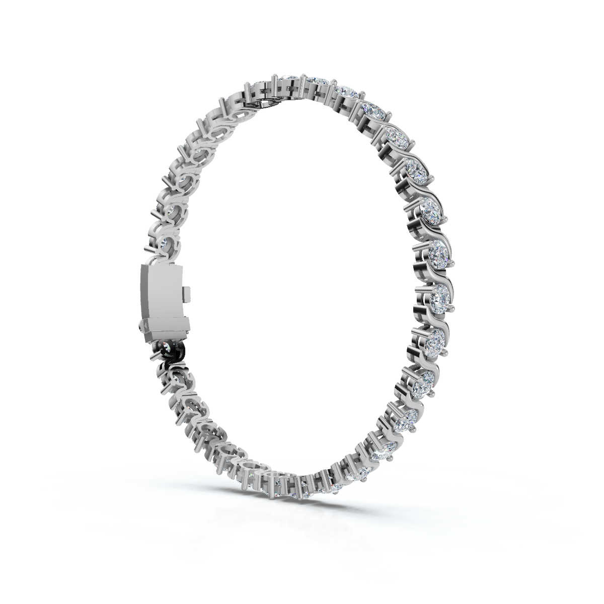 18K White Gold S Shaped Lab Grown Diamond Tennis Bracelet (7.00 ct. tw) | The Art Of Jewels