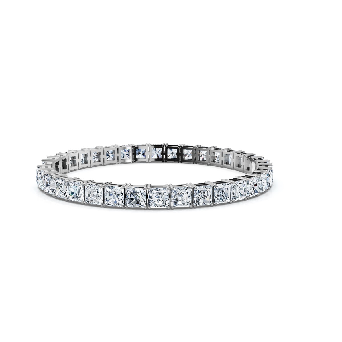 14K White Gold Square Radiant Lab Grown Diamond Tennis Bracelet (15.00 ct. tw) | The Art Of Jewels