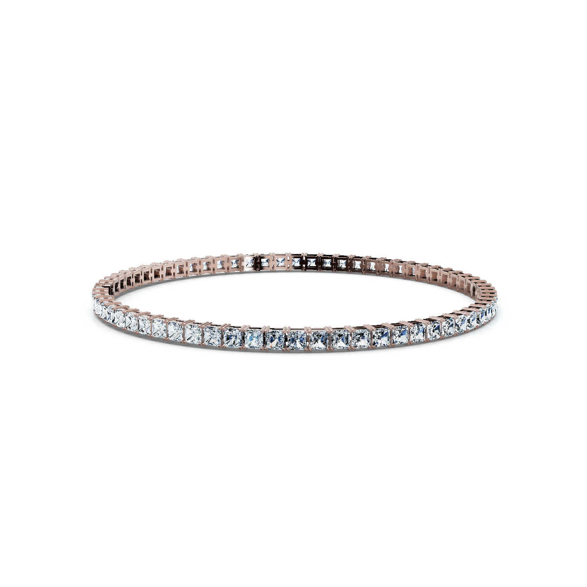 14K Rose Gold Square Radiant Lab Grown Diamond Tennis Bracelet (4.00 ct. tw) | The Art Of Jewels