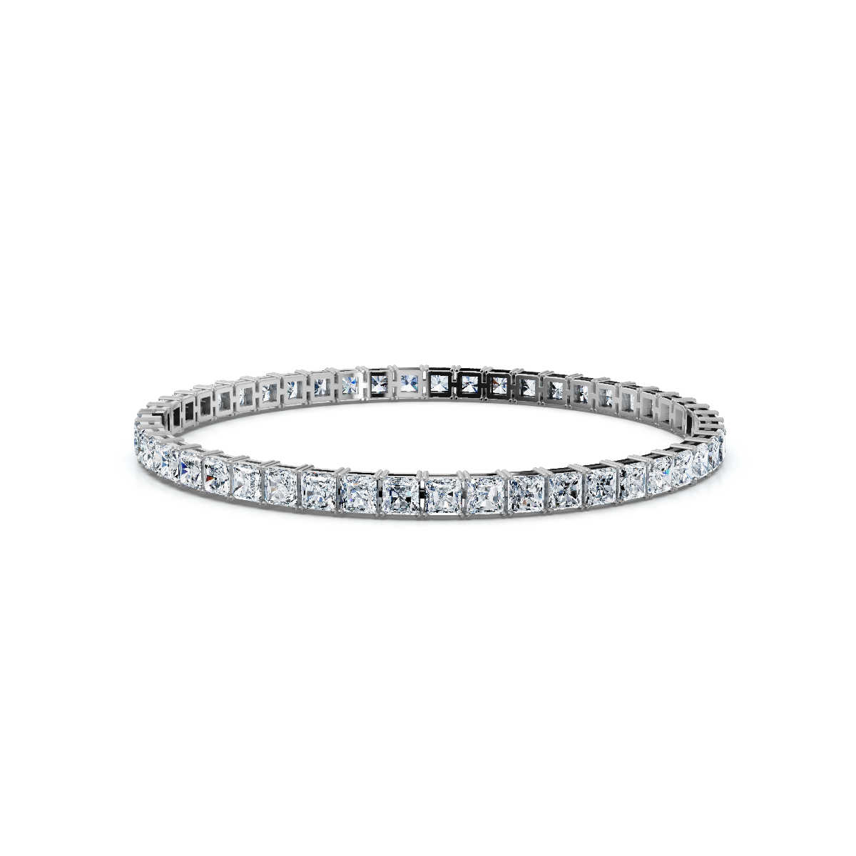 18K White Gold Square Radiant Lab Grown Diamond Tennis Bracelet (7.00 ct. tw) | The Art Of Jewels