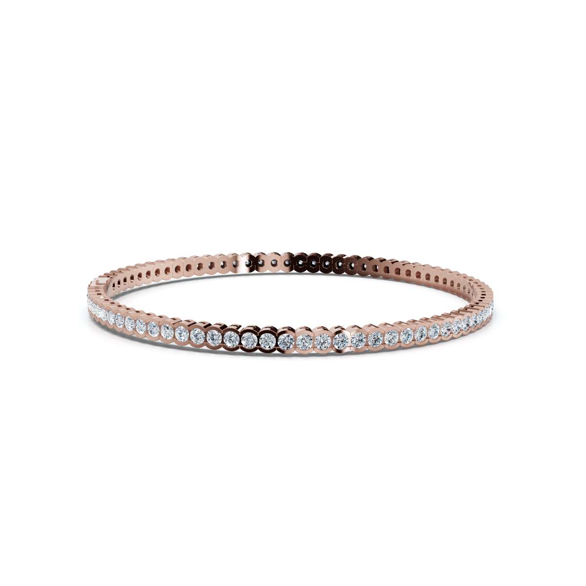 18K Rose Gold Partial Bezel Lab Grown Diamond Tennis Bracelet(2 ct. tw) | The Art Of Jewels
