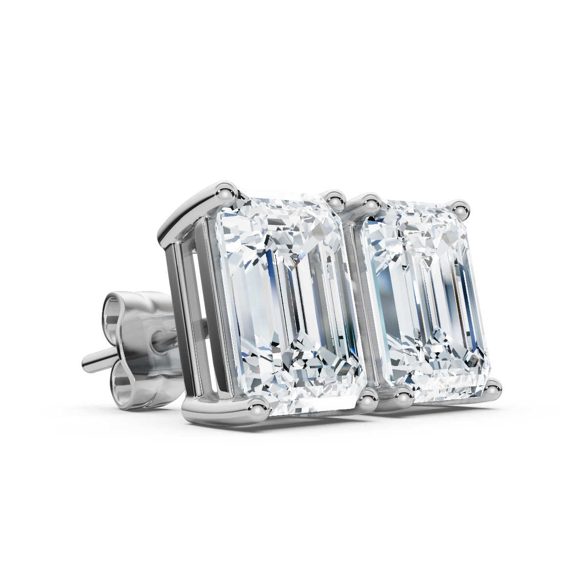 Push Back Emerald Lab Grown Diamond Earrings | Lavish Design!