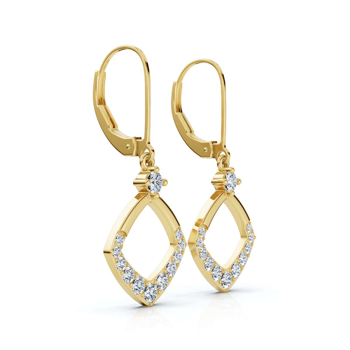 14K Yellow Gold Rhombus Lab Grown Diamond Dangling Earrings (1/2 ct. tw ...