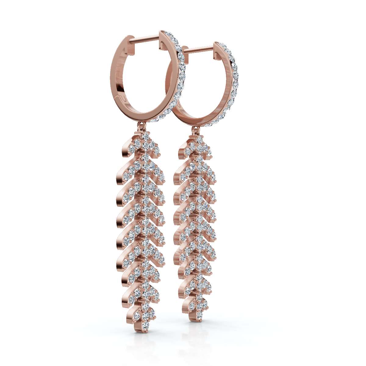 14K Rose Gold Designer Lab Grown Diamond Dangling Earrings(1 ct. tw ...