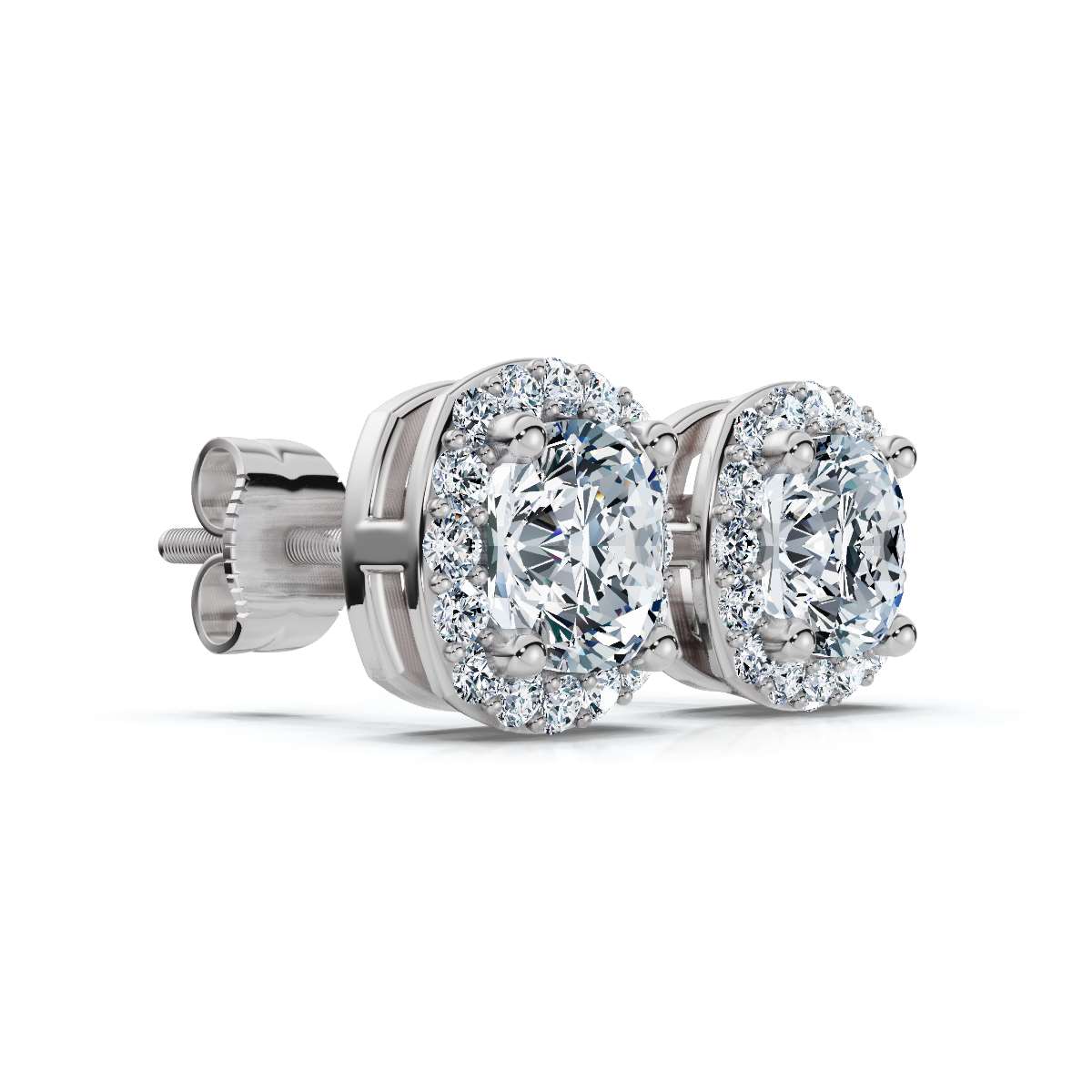 Platinum Square Cushion Lab Grown Diamond Stud Earrings(1 1/2 ct. tw ...