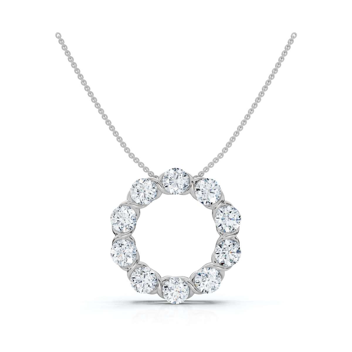 14K White Gold Circle Lab Grown Diamond Pendant(1 5/6 ct. tw) | The Art ...