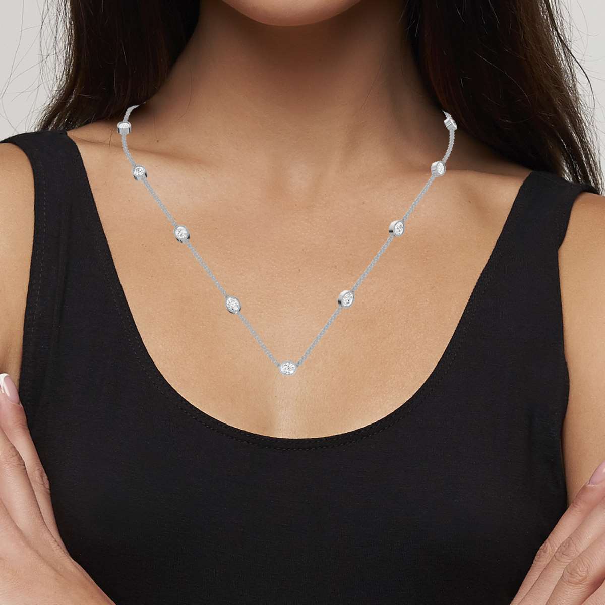 18K White Gold Oval Lab Grown Diamond Necklace(2 2/3 ct. tw) | The Art ...