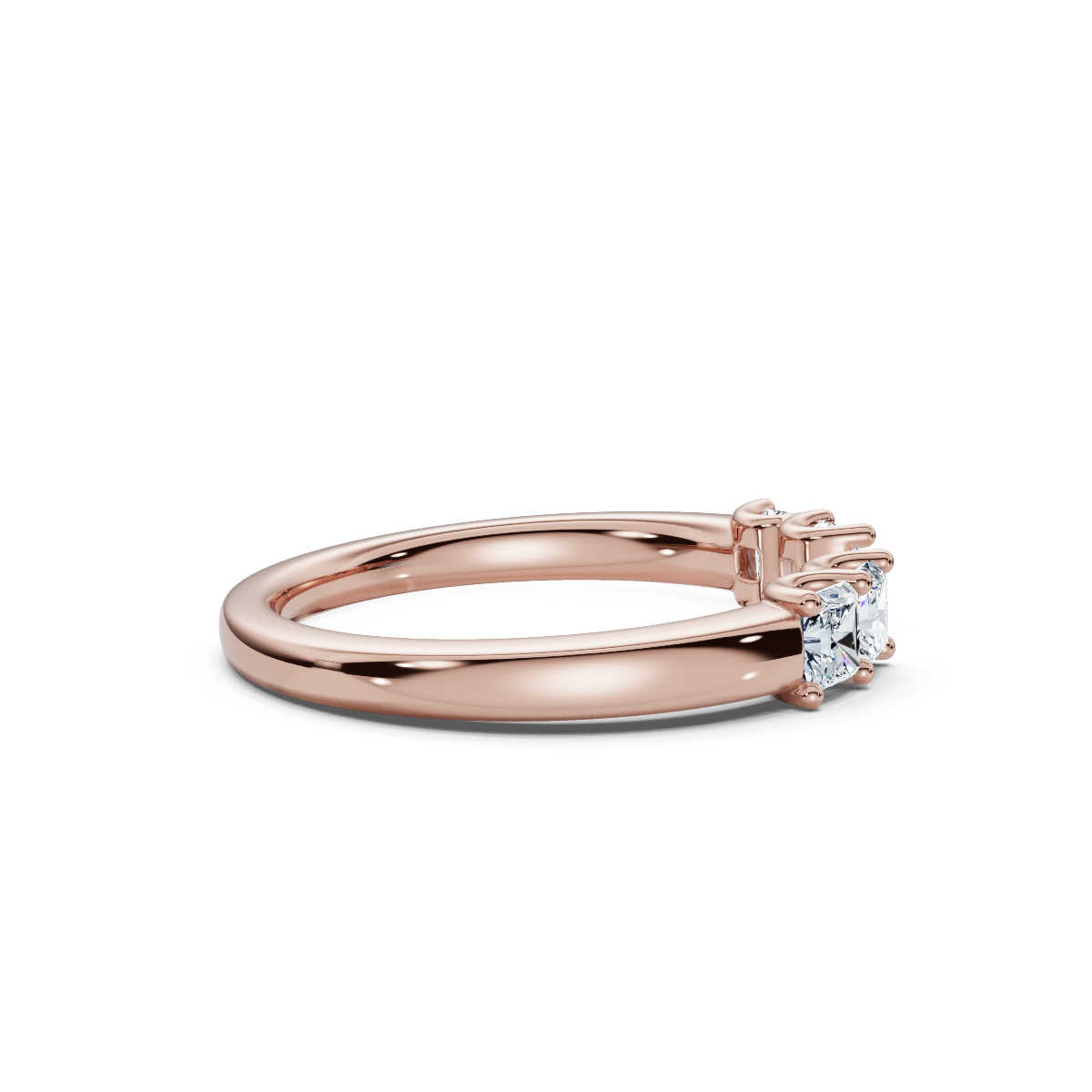 14K Rose Gold Terra Open End Square Radiant Lab Grown Diamond Band (1/2 ...