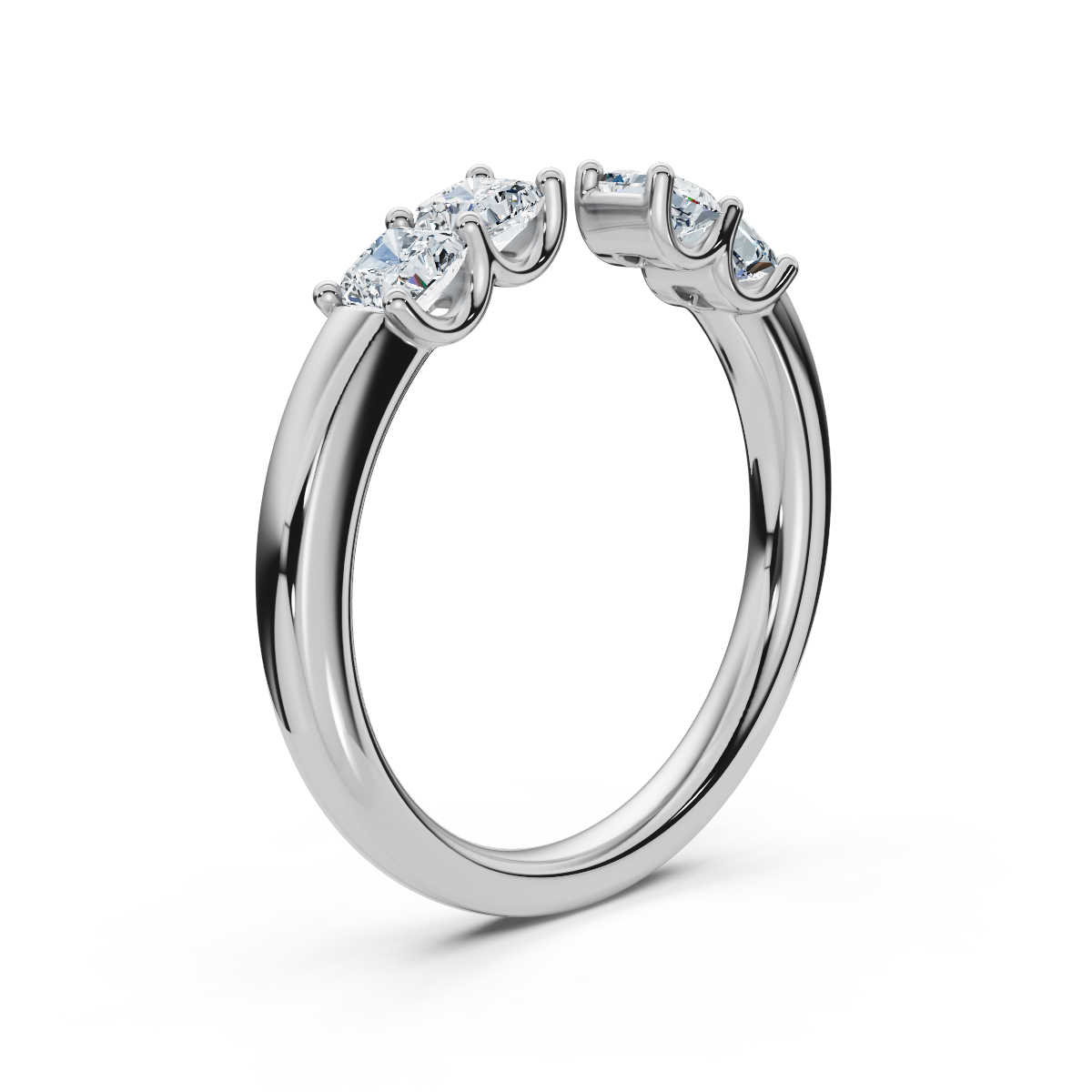 18K White Gold Terra Open End Square Radiant Lab Grown Diamond Band (1/ ...