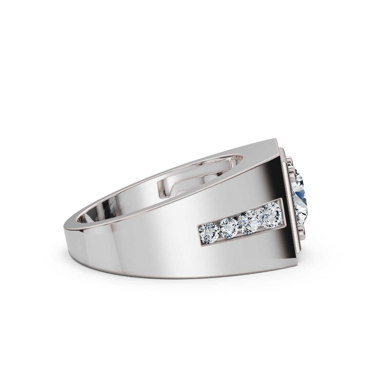 14K White Gold Collyn Square Frame Round Lab Grown Diamond Wedding Band ...